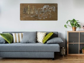 Li-Go "Koně v lese" světelný obraz  230V 110x50cm provedení povrchu: dub světlý