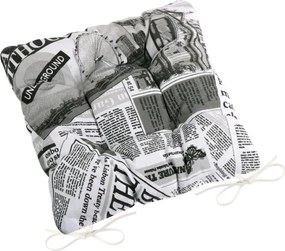 Bellatex Sedák EMA prošívaný 40x40 cm Noviny Černá,Bílá