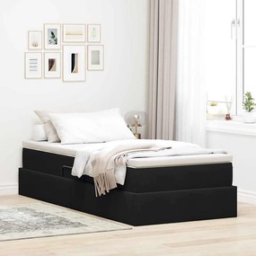 Postel s úložným prostorem a matrací Černá 90 x 190 cm samet 3370271