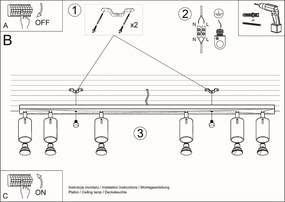 Sollux Lighting Stropní svítidlo RING 6L černé