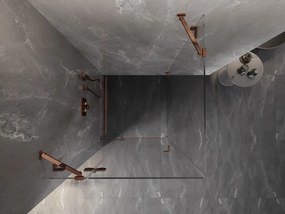 Mexen Lunar, výklopný sprchový kout levý 100 x 100 cm, 8mm čiré sklo, profil růžové zlato, 834-100-100-60-00-L