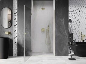 Mexen Lunar-B sprchové dveře otočné levé 65 cm, čiré, zlaté kartáčované - 832-065-000-55-00-L