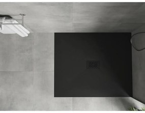 Mexen Hugo, obdélníková sprchová vanička SMC 110 x 100 cm, černá, černá krytka, 42701011-B