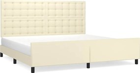 Rám postele s čelem krémový 200x200 cm umělá kůže 3125593