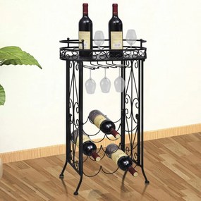 Stojan na víno se stojanem na sklenice na 9 lahví kov,  240940 HangarStore.cz
