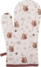 Béžová bavlněná chňapka - rukavice s veverkami Tiny Squirrel - 18*30 cm