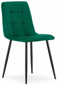 Zelená sametová židle KARA s černými nohami