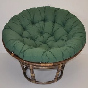 Ratanový papasan tmavý, průměr 115 cm - polstr tmavě zelený melír