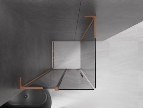 Mexen Velar L, sprchový kout s posuvnými dveřmi 90 x 90 cm, 8mm šedé sklo, měděná matná, 871-090-090-43-65