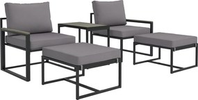 Sada zahradního nábytku Outsunny pro 2 osoby z oceli - weatherproof balkonová sada s 2 křesly, poduškami, konferenčním stolkem a taburetem | Aosom