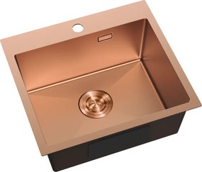 Mexen Solix, 1-komorový nerezový dřez 500 x 450 mm, broušená měď, 6402501000-65