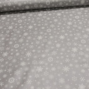 RexDeco Ubrus PVC s textilním podkladem 1096/2 vánoční, bílé vločky na stříbrné, š.140cm (metráž)