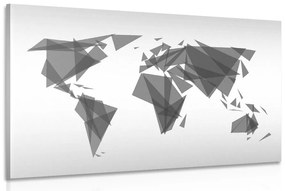 Obraz geometrická mapa světa v černobílém provedení - 90x60 cm