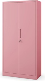 Víceúčelová kovová skříň s tyčí na šaty, pudrově růžová, 900x1850x450 mm: DAWID Fresh Style