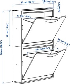 TRONES Botník, bílá, 52x18x39 cm