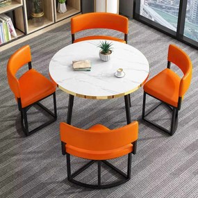 LuxuryForm DESIGN Jídelní set MONTE 4+1 - oranžový / bílý