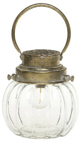 Chic Antique Lucerna s časovačem Antique Brass 25,5 cm, čirá barva, sklo, kov