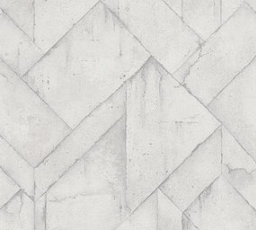 Moderní vliesová tapeta grafický vzor, barva šedá, bílá 377415 / Tapety na zeď 37741-5 Industrial (0,53 x 10,05 m) A.S.Création