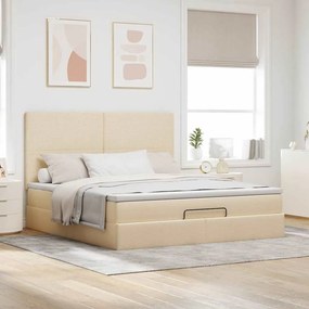 Osmanský rám postele s matrací krémová 180x200cm textil 3313097