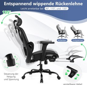 Costway Ergonomická kancelářská židle Počítačová židle k pracovnímu stolu