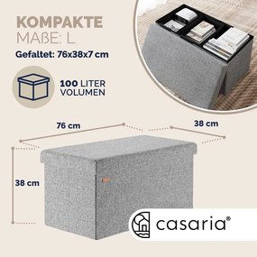 Casaria Skládací úložná lavice 80×40 cm – šedá, MDF