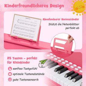 Costway 25 Keys Mini Digital Piano se stoličkou Dětské piano s nastavitelnou