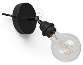 creative cables Spostaluce metallo 90°, černý nastavitelný zdroj světla s E27 objímkou se závitem, textilním kabelem a bočními otvory Barva kabelu: Neonově žlutá - RF10