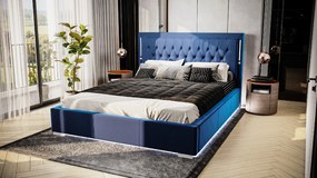 K&M postele Boxspring postel RELINA s úložným prostorem a LED a USB Velikost postele: 180 × 200 cm, Výběr matrace: Taštičková zónová matrace - měkká …