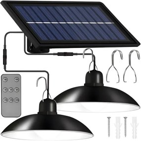 Izoxis Solární závěsné LED lampy s dálkovým ovládáním, IP44, 2200mAh černá