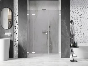 Mexen Lunar, levé otočné sprchové dveře 145 cm, 8mm čiré sklo, bílý profil, 834S-145-050-20-00-L