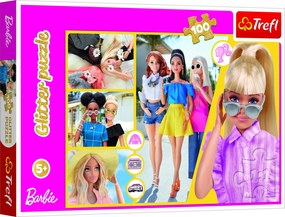 Trefl Puzzle Glitter Třpytivá Barbie 48x34cm 100 dílků v krabici 33x23x4cm