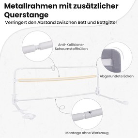 Costway Zábrana na postel pro batolata 120 cm skládací zábrana na dětskou – šedá