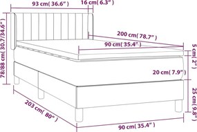 vidaXL Box spring postel s matrací 90x200 cm samet [3131061] Barva: Černá