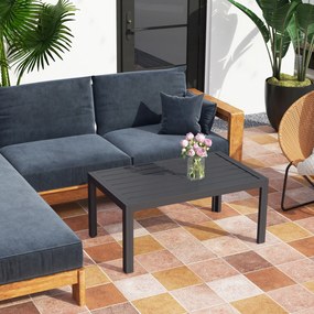 Beistelltisch Balkontisch aus Stahl Rechteckig Kaffeetisch wetterfest Gartentisch 101,5x61x46 cm Grau