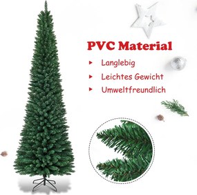 Costway 270 cm Tužkový vánoční stromek Umělý vánoční stromeček s kovovým