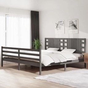 Rám postele šedý masivní borovice 200 x 200 cm,  3104305 HangarStore.cz