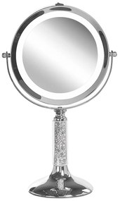 Kosmetické zrcátko s LED osvětlením ø 18 cm stříbrné BAIXAS Beliani