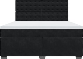 Box spring postel s matrací černá 180x200 cm samet 3293292