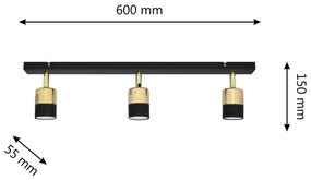 LED Bodové svítidlo TUBSSON 3xGU10/4,8W/230V černá/zlatá