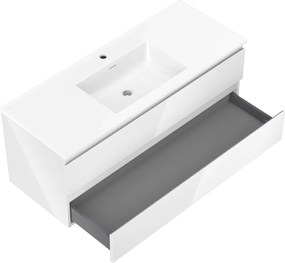 Mexen Orio, koupelnová skříňka 120 cm s umyvadlem Otis, 2 zásuvky, bílá lesklá, 91A10-12047-2-BFF00-W18M00