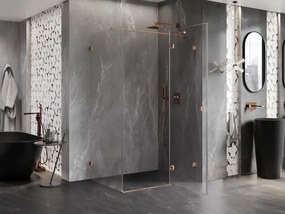 Mexen Lunar T, sklopný sprchový kout pravý 110 x 80 cm, 8mm čiré sklo, profil měděná matná, 834T-110-080-65-00-P