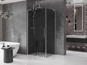 Mexen Velar L, sprchový kout s posuvnými dveřmi 100 x 85 cm, 8mm šedé sklo, broušená ocel, 871-100-085-43-97