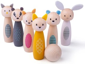 Bigjigs Toys Kuželky lesní zvířátka