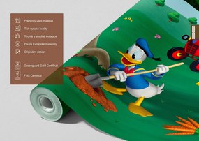 Dětská vliesová fototapeta na zed' Mickey Mouse v zahradě, Disney | 202 x 90 cm | DFTDNH 5321