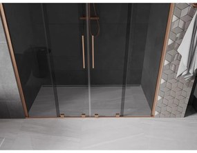 Mexen Velar Duo, posuvné sprchové dveře do otvoru 170 cm, 8mm šedé sklo, měděná matná, 871-170-000-42-65