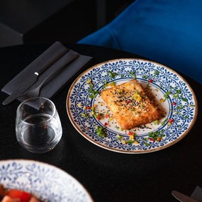 Bílý/modrý porcelánový talíř ø 27 cm Azul – BonBistro