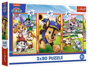 Puzzle 3x80 Psí gang Tlapková patrola/Paw Patrol 18x27,5cm v krabici 29x19x4cm