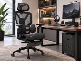 Ergonomická kancelářská židle STORM - tmavě šedá síťovina / nosnost 150 kg