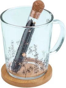 Skleněný hrnek s podtáckem a infuzérem LOUKA 420 ml