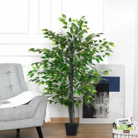 Outsunny Umělý strom Banyan Dekorace z masivního dřeva v přírodním stylu, umělý strom do obývacího pokoje, 20x145cm| Aosom